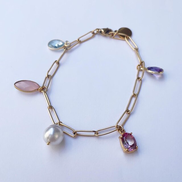 color stoneブレスレット B16 | iichi ハンドメイド・クラフト作品・手仕事品の通販