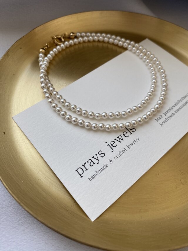 小粒チョーカータイプ パール一連超ショートネックレス 3mmセレモニー 37cm | iichi ハンドメイド・クラフト作品・手仕事品の通販