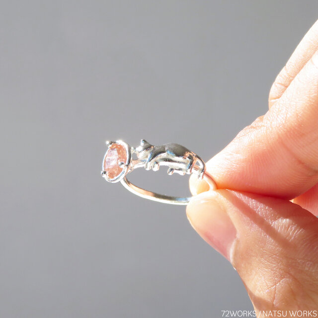 サンストーンと猫 リング / Oregon Sunstone & Cat Ring | iichi ハンドメイド・クラフト作品・手仕事品の通販