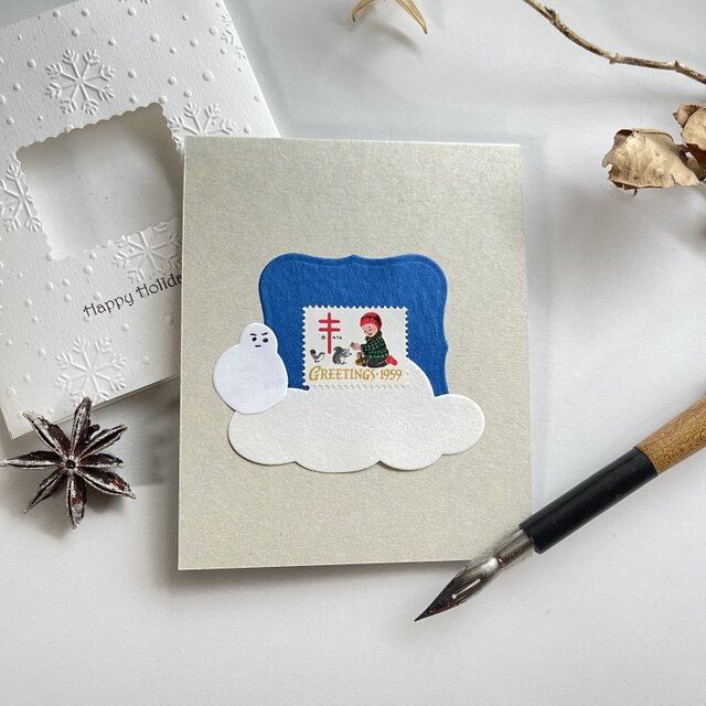 ＊Collage card 19〜クリスマスシールのカード | iichi 日々の暮らしを心地よくするハンドメイドやアンティークのマーケットプレイス