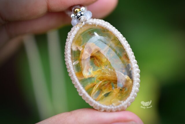 立体ライモ★ライモナイトインクォーツ マクラメネックレス731 | iichi ハンドメイド・クラフト作品・手仕事品の通販