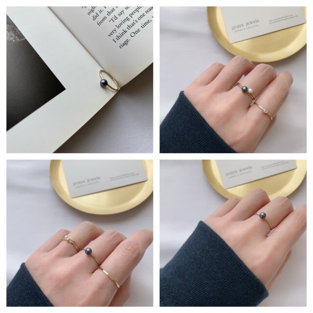 14kgf AAA 4.5mm淡水パール Pearls Rings＃9.12.14.16メタリックネイビー・ピーコック | iichi ハンドメイド・クラフト作品・手仕事品の通販