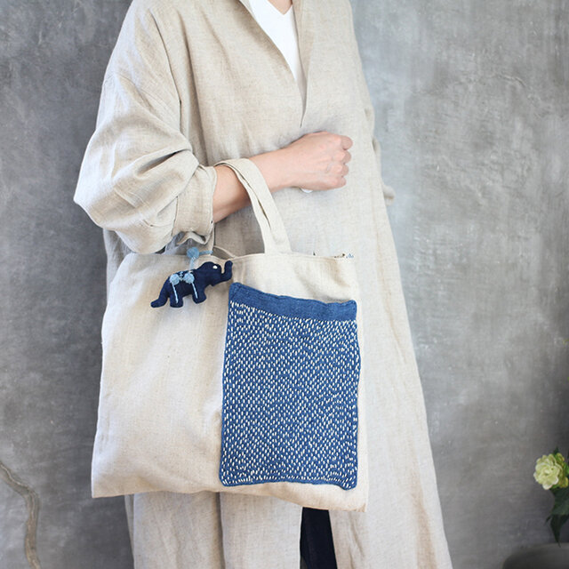 刺し子ヘンプ2wayバッグ | iichi ハンドメイド・クラフト作品・手仕事品の通販