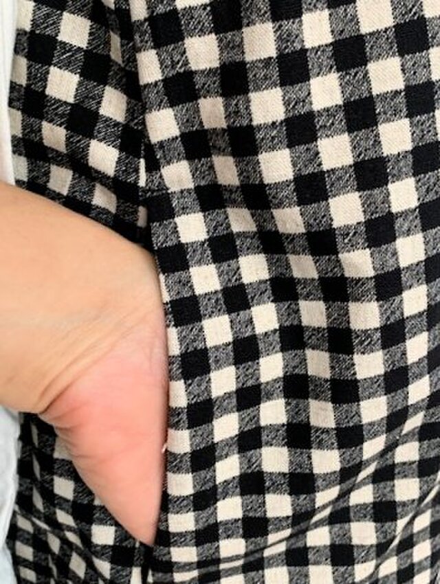 ジャンパースカート ギンガムチェック黒 綿麻キャンバス 着丈110cm | iichi ハンドメイド・クラフト作品・手仕事品の通販