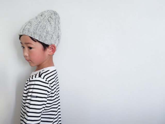 "cloud mini" 縄編みのニット帽 / ミストグレー | iichi ハンドメイド・クラフト作品・手仕事品の通販