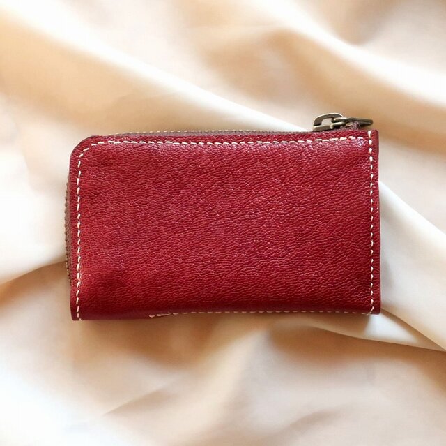 L型ファスナー コンパクト財布 エンジ #150 | iichi ハンドメイド・クラフト作品・手仕事品の通販