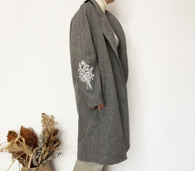 Wool / linen オーバーコート [ charcoal ] | iichi 日々の暮らしを心地よくするハンドメイドやアンティークのマーケットプレイス