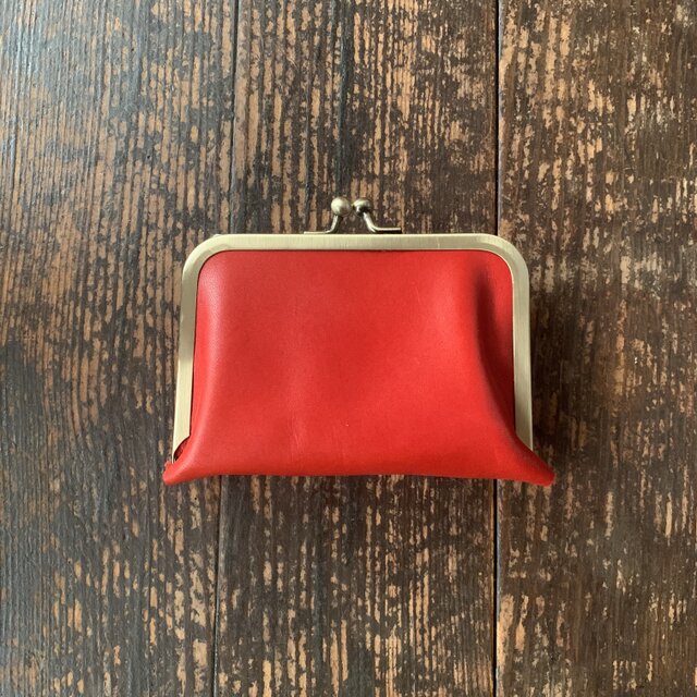 がまぐちカードケース 牛革 栃木レザー P#レッド | iichi 日々の暮らしを心地よくするハンドメイドやアンティークのマーケットプレイス