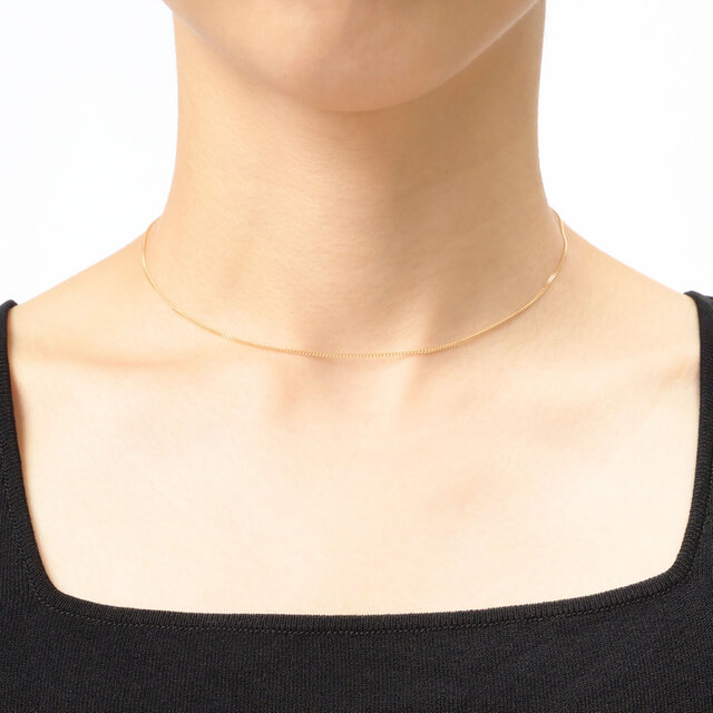 K18 string ショートネックレス 38-42cm（サイズオーダー対応商品） | iichi ハンドメイド・クラフト作品・手仕事品の通販