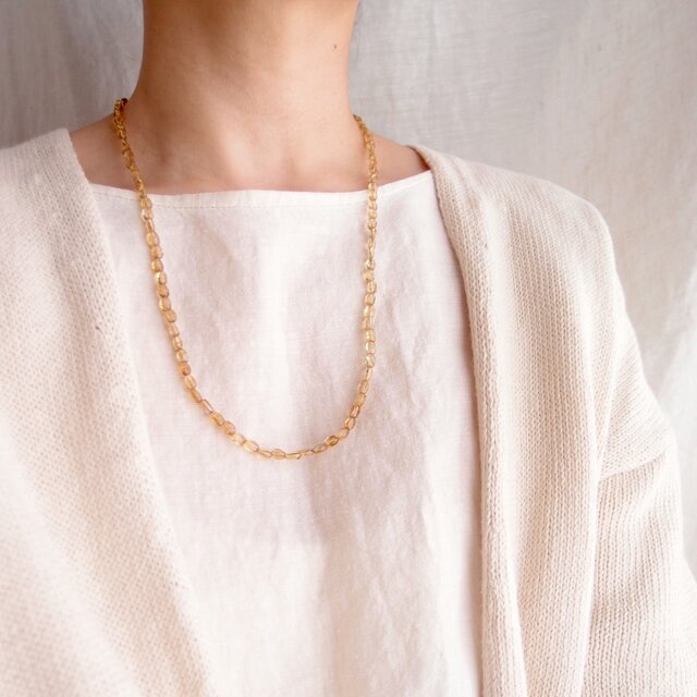 【GP】シトリンロングネックレス・Citrine／Mini Oval | iichi ハンドメイド・クラフト作品・手仕事品の通販