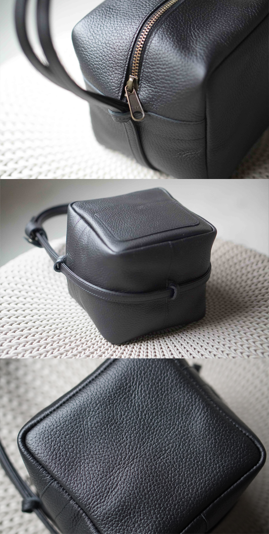 フランス製牛革・キューブポシェット 2WAY機能・内装キーホルダー付き：ポケット機能充実しています。 | iichi ハンドメイド・クラフト作品・手仕事品の通販