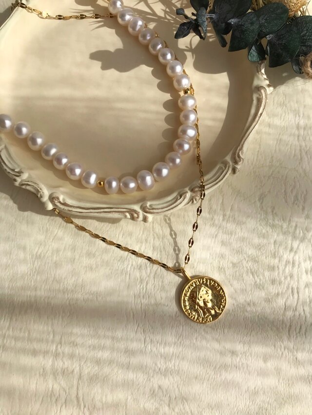 ほどよい大きさの淡水パールネックレス | iichi ハンドメイド・クラフト作品・手仕事品の通販