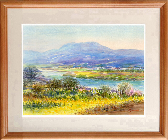 水彩画原画 北信濃風景・千曲川 ＃570 | iichi ハンドメイド・クラフト作品・手仕事品の通販