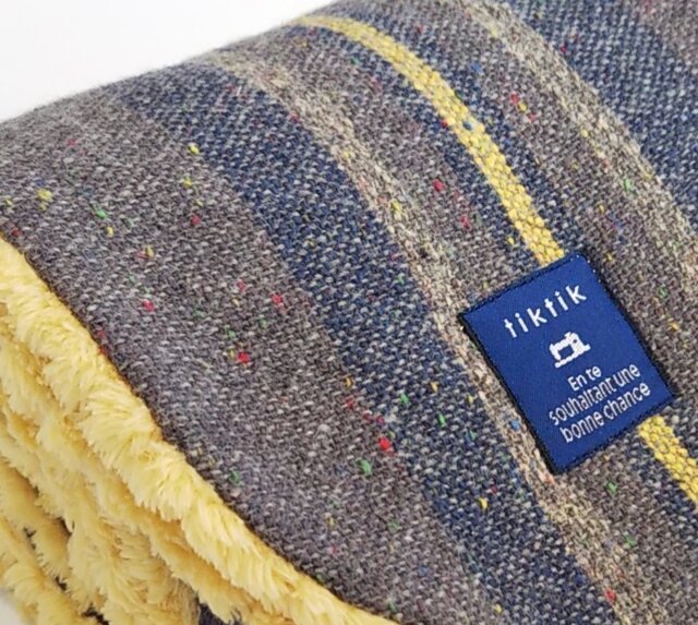 マフラー ウール混ボーダー×パイナップルボア 約140cm | iichi 日々の暮らしを心地よくするハンドメイドやアンティークのマーケットプレイス