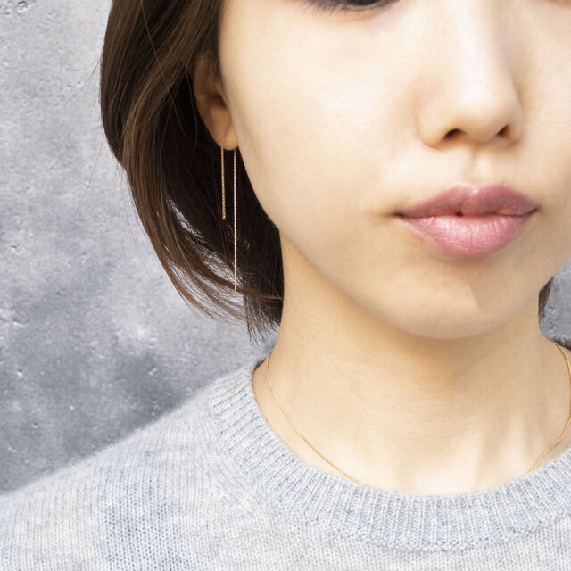 K18 string 琴線 ピアス | iichi ハンドメイド・クラフト作品・手仕事品の通販