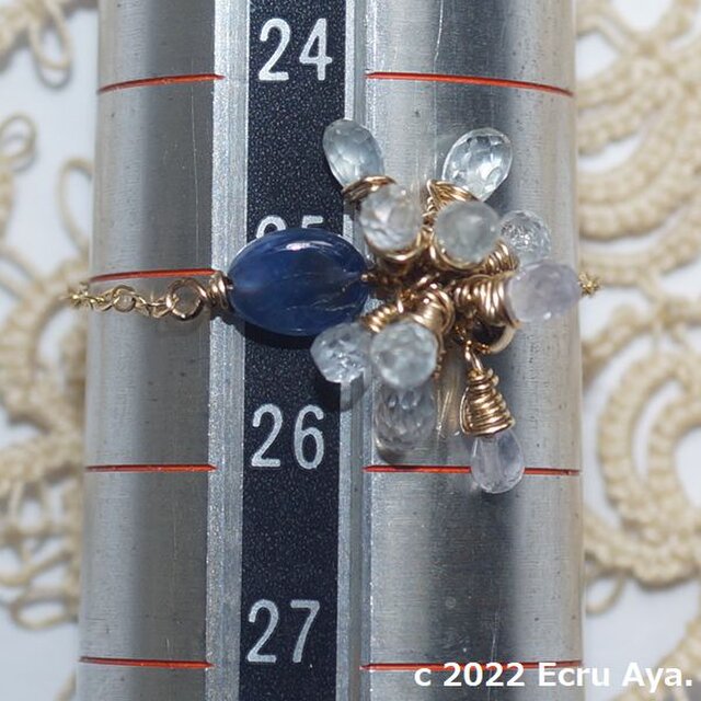 *心を映す*ブルーサファイアのチェーンリング フリーサイズ 14kgf | iichi ハンドメイド・クラフト作品・手仕事品の通販