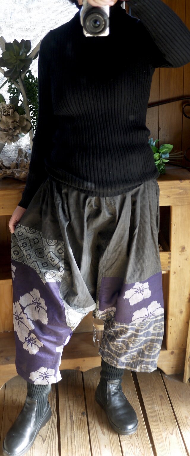 正絹着物からサルエルパンツ | iichi ハンドメイド・クラフト作品・手仕事品の通販