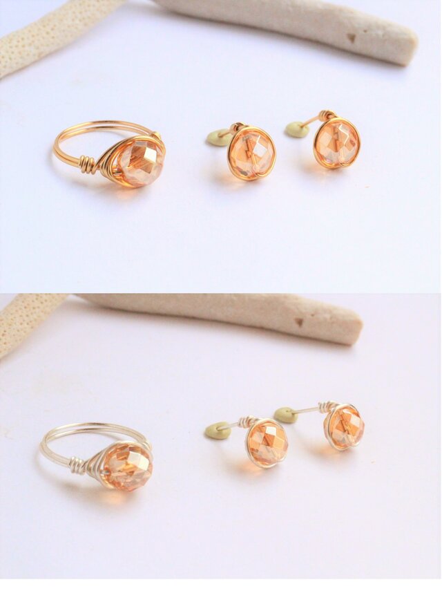 ゴールデンオーラ Wire ピアス & Ring Set | iichi ハンドメイド・クラフト作品・手仕事品の通販
