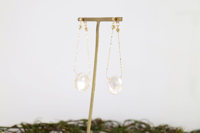 ラウンド淡水パールピアス【14kgf】 (#883) | iichi ハンドメイド・クラフト作品・手仕事品の通販