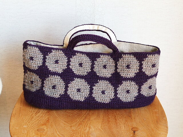 WOOL!クネッケの横長トート*プラム*L | iichi 日々の暮らしを心地よくするハンドメイドやアンティークのマーケットプレイス