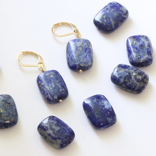 ラピスラズリ レクタングル SUS316Lフレンチフックピアス/イヤリング --fun day off-- | iichi ハンドメイド・クラフト作品・手仕事品の通販