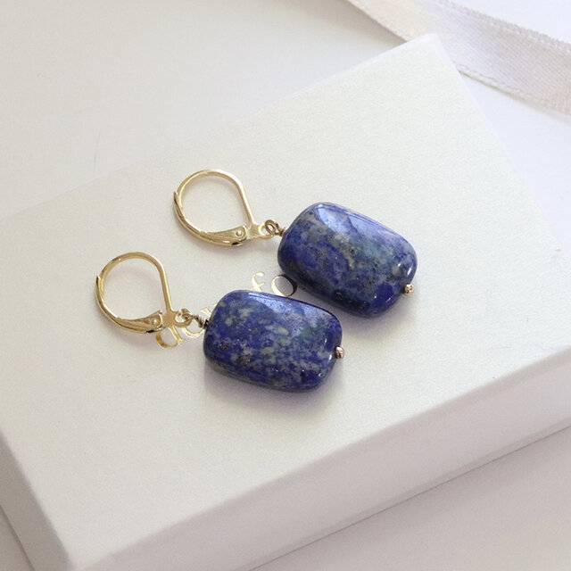 ラピスラズリ レクタングル SUS316Lフレンチフックピアス/イヤリング --fun day off-- | iichi ハンドメイド・クラフト作品・手仕事品の通販
