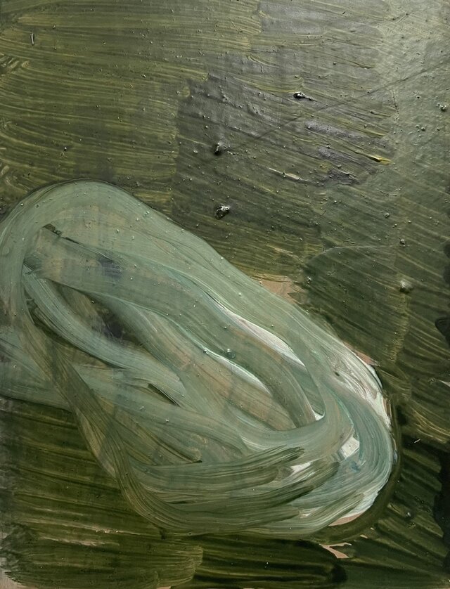 return to the terrace oil on canvas 2022 Moss green | iichi ハンドメイド・クラフト作品・手仕事品の通販