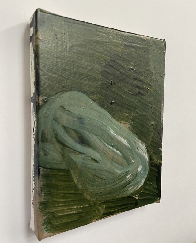 return to the terrace oil on canvas 2022 Moss green | iichi ハンドメイド・クラフト作品・手仕事品の通販