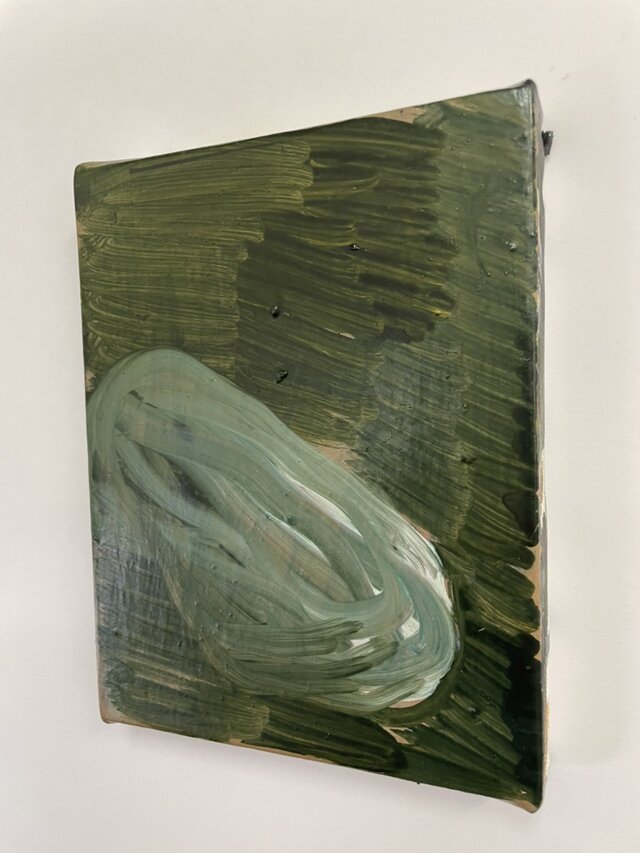 return to the terrace oil on canvas 2022 Moss green | iichi ハンドメイド・クラフト作品・手仕事品の通販