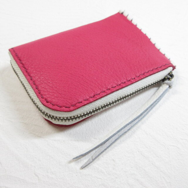 《牛革》・スリムタイプ・L字ファスナー・コインケース・ソフトシュリンク・0025 | iichi ハンドメイド・クラフト作品・手仕事品の通販