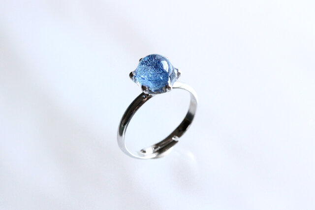 氷石glass ring ~blue~ | iichi ハンドメイド・クラフト作品・手仕事品の通販