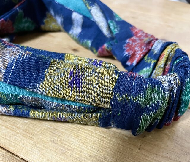 紬と綿麻のヘアバンド ターバン (T11) | iichi ハンドメイド・クラフト作品・手仕事品の通販