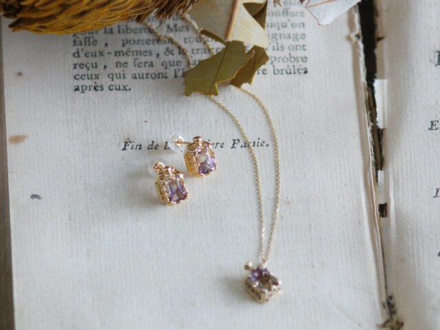 アメトリン 香水瓶モチーフピアス 【受注製作】 | iichi ハンドメイド・クラフト作品・手仕事品の通販