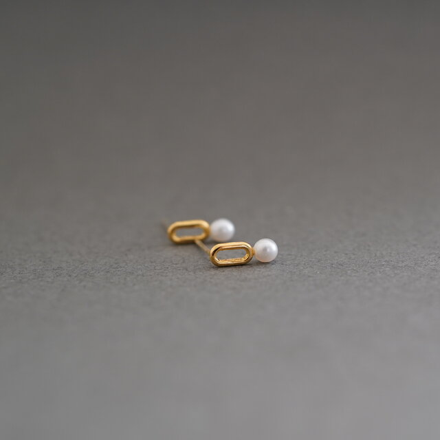 SV925 オーバルリングパールピアスGD (TM-E240) | iichi ハンドメイド・クラフト作品・手仕事品の通販