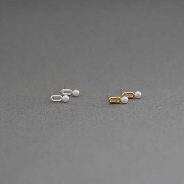 SV925 オーバルリングパールピアスGD (TM-E240) | iichi ハンドメイド・クラフト作品・手仕事品の通販