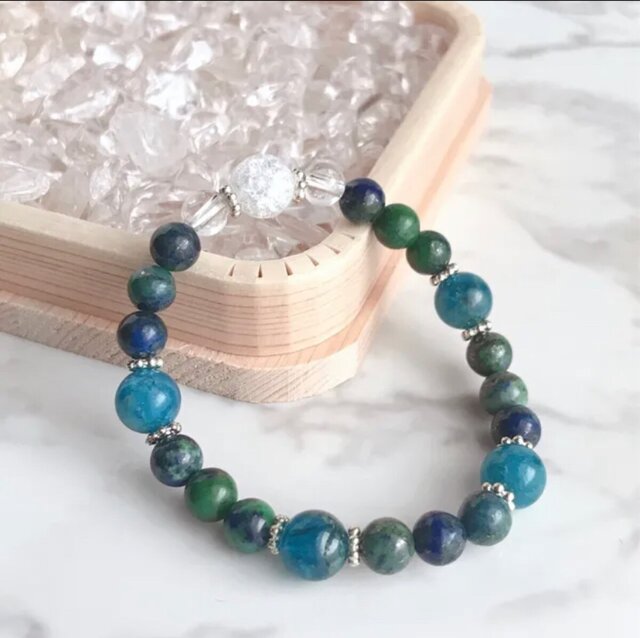 ️〈9S〉【自己表現力を高め絆を深める】アパタイト・アズロマラカイト・クラック水晶 パワーストーンストラップ/天然石ストラップ | iichi ハンドメイド・クラフト作品・手仕事品の通販