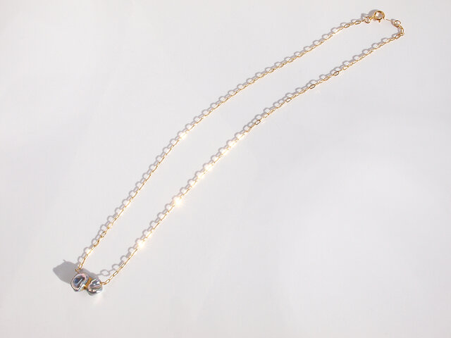 金継ぎケシパール[ネックレス] -シルバーグレー- | 淡水パール バロックパール 金粉 14Kgf 42cm | iichi ハンドメイド・クラフト作品・手仕事品の通販