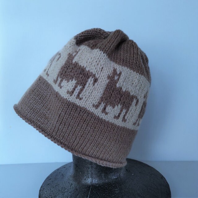 草木染毛糸の手編み帽子 AD-308 | iichi ハンドメイド・クラフト作品・手仕事品の通販