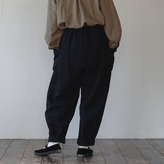 【股下65cm】綿麻ウールインバーテッドパンツ[ブラック] | iichi ハンドメイド・クラフト作品・手仕事品の通販