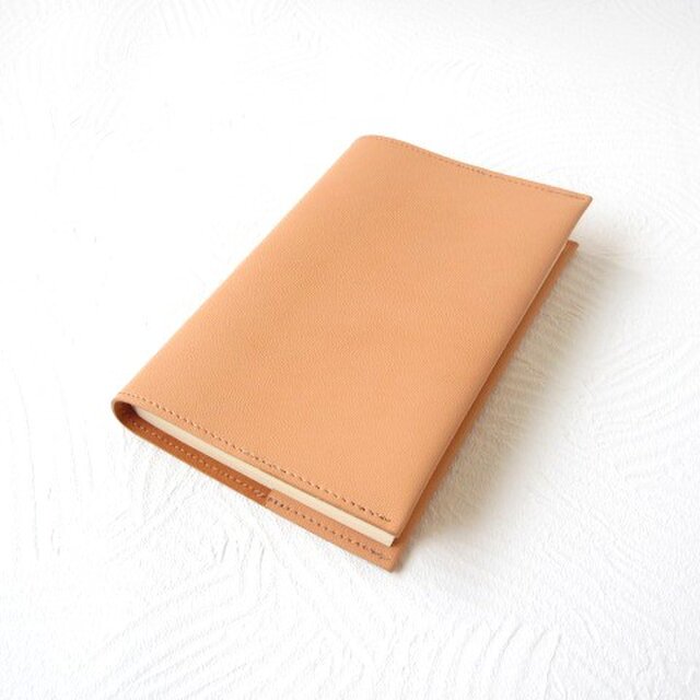 ハヤカワ文庫トールサイズ対応《カーフスキン》アプリコット・マイクロシュリンク・一枚革のブックカバー・0678 | iichi ハンドメイド・クラフト作品・手仕事品の通販