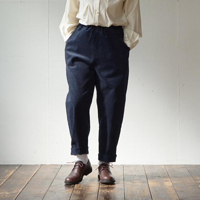 【股下60cm】コーデュロイペッグトップパンツ[ネイビー] | iichi ハンドメイド・クラフト作品・手仕事品の通販