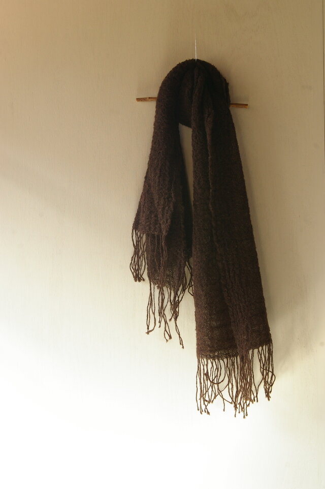 ウールストール（シェットランド・焦げ茶） W26-1 sale | iichi 日々の暮らしを心地よくするハンドメイドやアンティークのマーケットプレイス