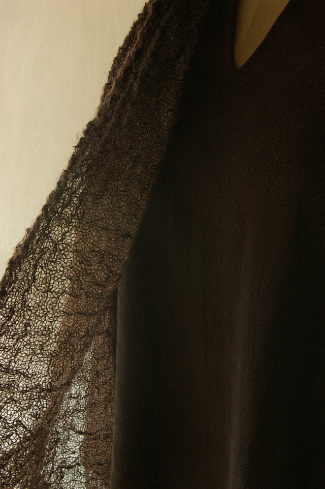 ウールストール（シェットランド・焦げ茶） W26-1 sale | iichi 日々の暮らしを心地よくするハンドメイドやアンティークのマーケットプレイス