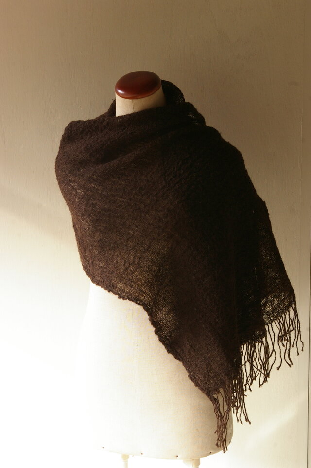 ウールストール（シェットランド・焦げ茶） W26-1 sale | iichi 日々の暮らしを心地よくするハンドメイドやアンティークのマーケットプレイス