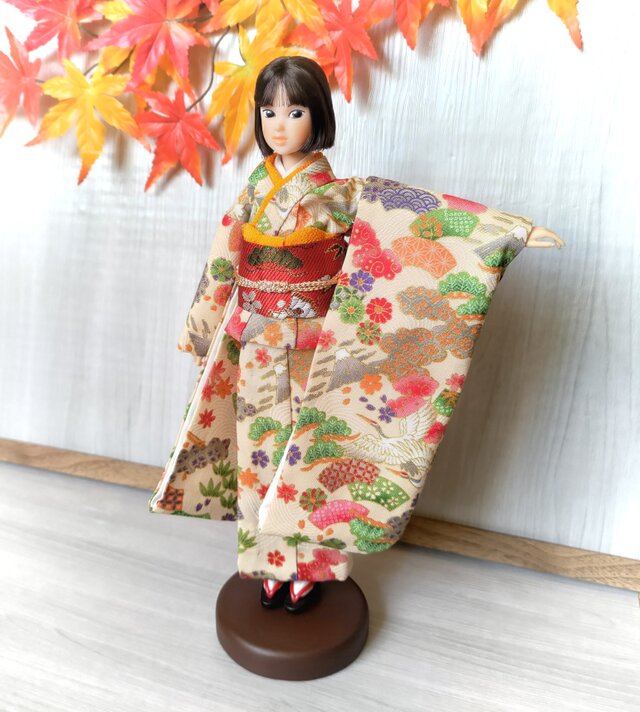「白昼富士山、彩る錦秋」25～26cmドール振り袖着物 | iichi ハンドメイド・クラフト作品・手仕事品の通販