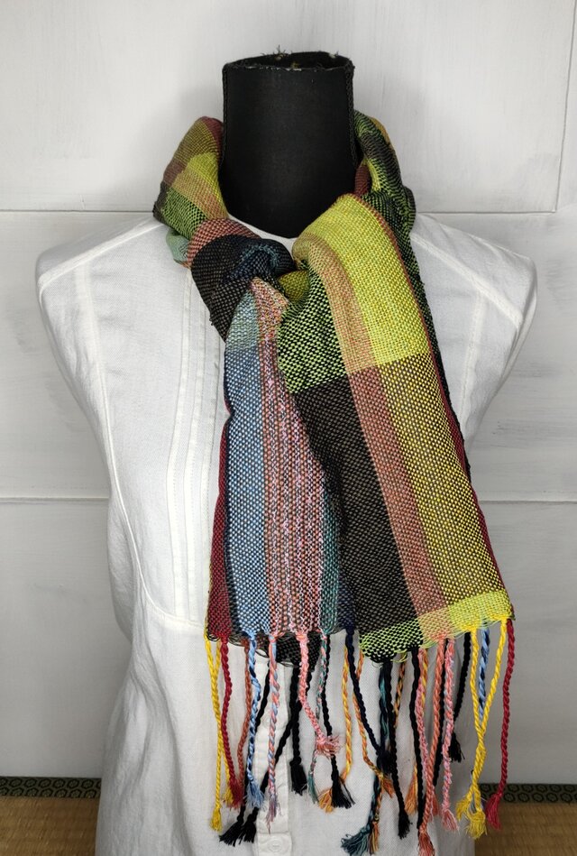 手織り コットンマフラー 送料込み 182 | iichi ハンドメイド・クラフト作品・手仕事品の通販