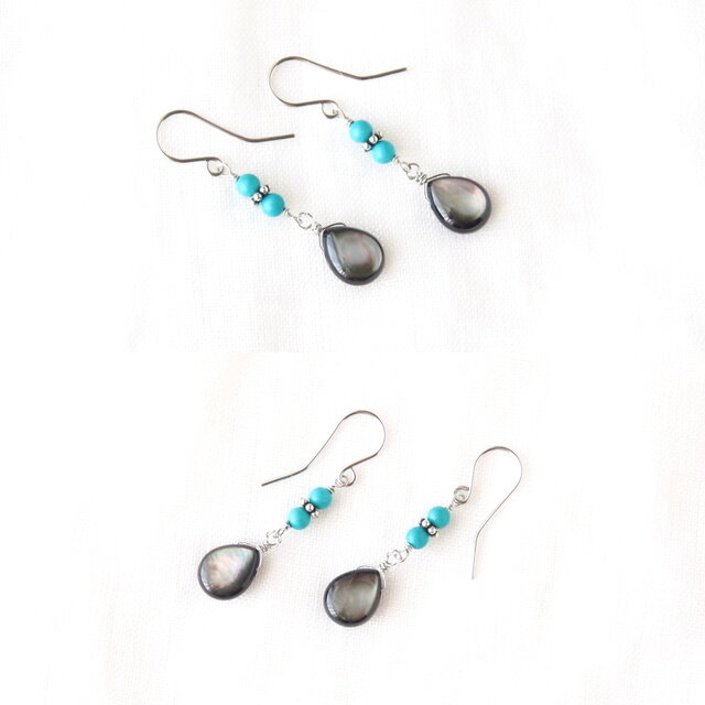 Black Shell＆Turquoise Pierce | iichi ハンドメイド・クラフト作品・手仕事品の通販