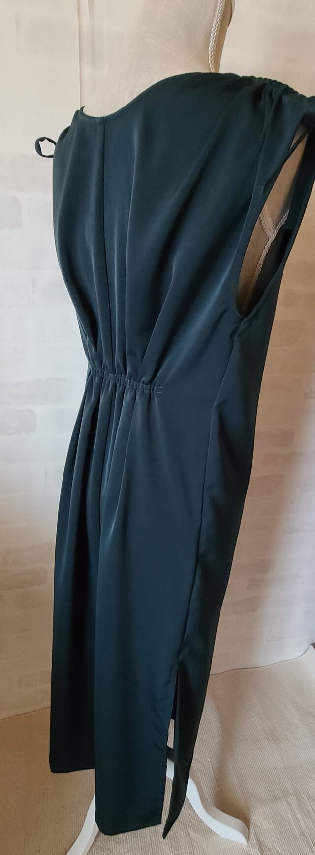 TOKI 009 シャーリングワンピース (ストレッチスエード）グリーン | iichi ハンドメイド・クラフト作品・手仕事品の通販