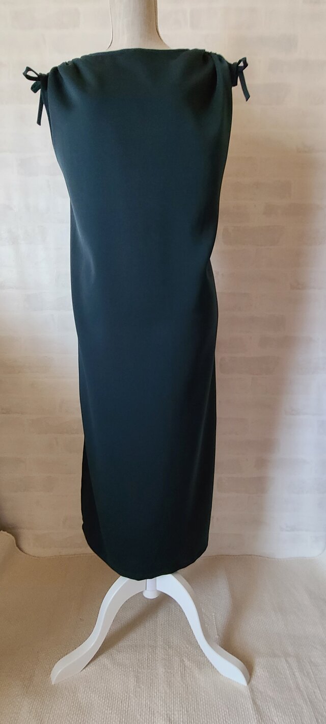 TOKI 009 シャーリングワンピース (ストレッチスエード）グリーン | iichi ハンドメイド・クラフト作品・手仕事品の通販