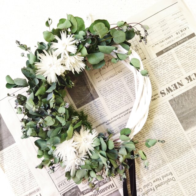 （送料無料）ドライフラワーリース ユーカリと、 | iichi ハンドメイド・クラフト作品・手仕事品の通販